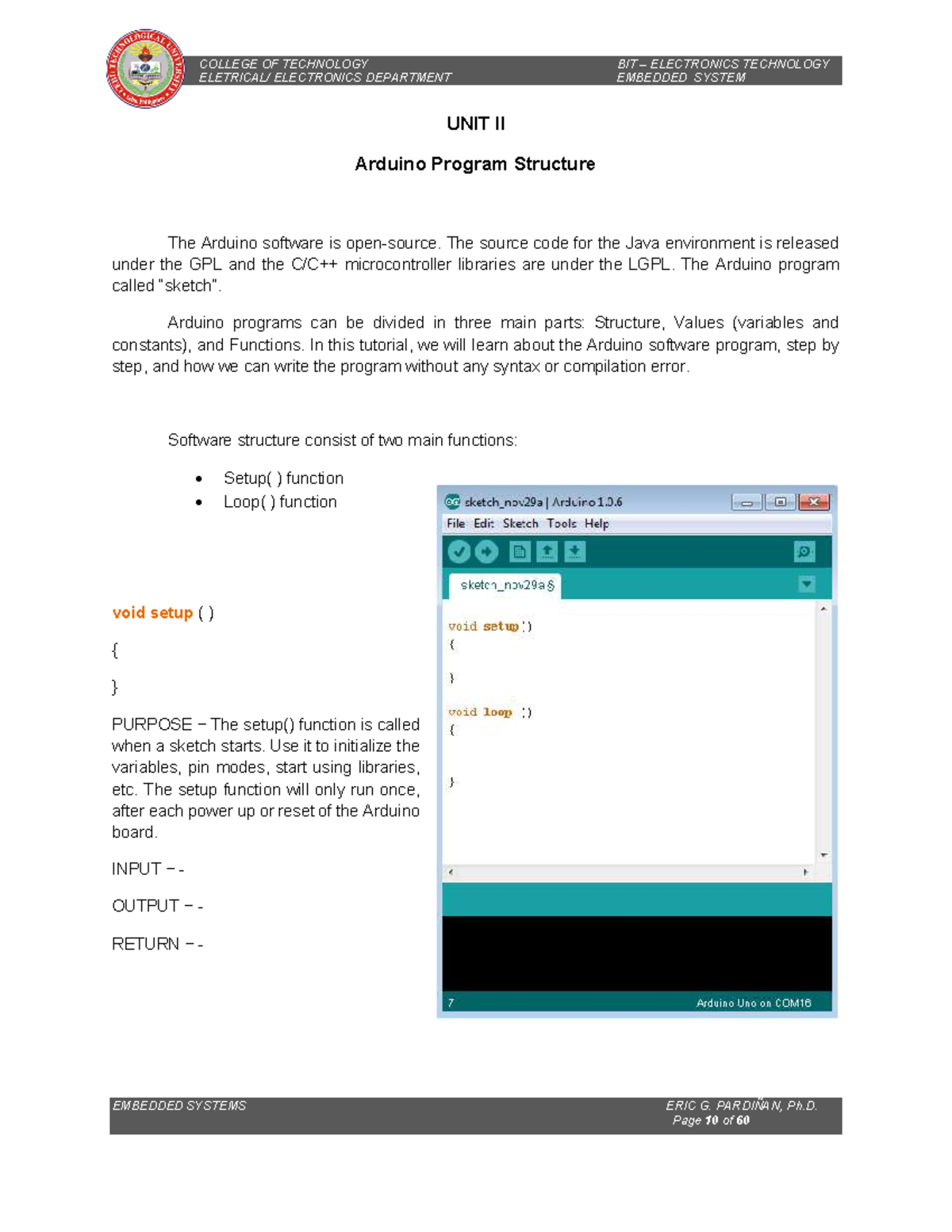 Program-Structure - References - ELETRICAL/ ELECTRONICS DEPARTMENT EMBEDDED SYSTEM EMBEDDED ...
