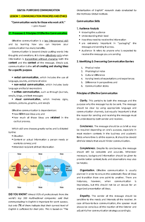 Lesson 1-5 - Lesson 1: Communication Principles and Ethics Principles ...