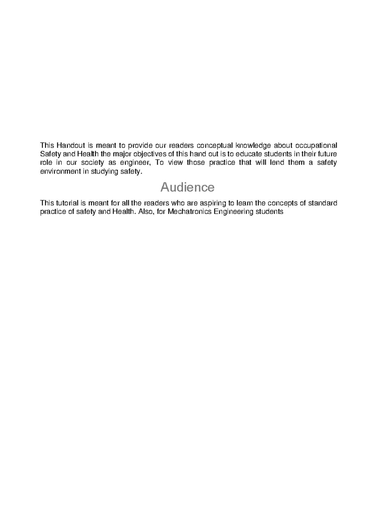 BOSH Training Module 1: Introduction to Occupational Safety and Health ...