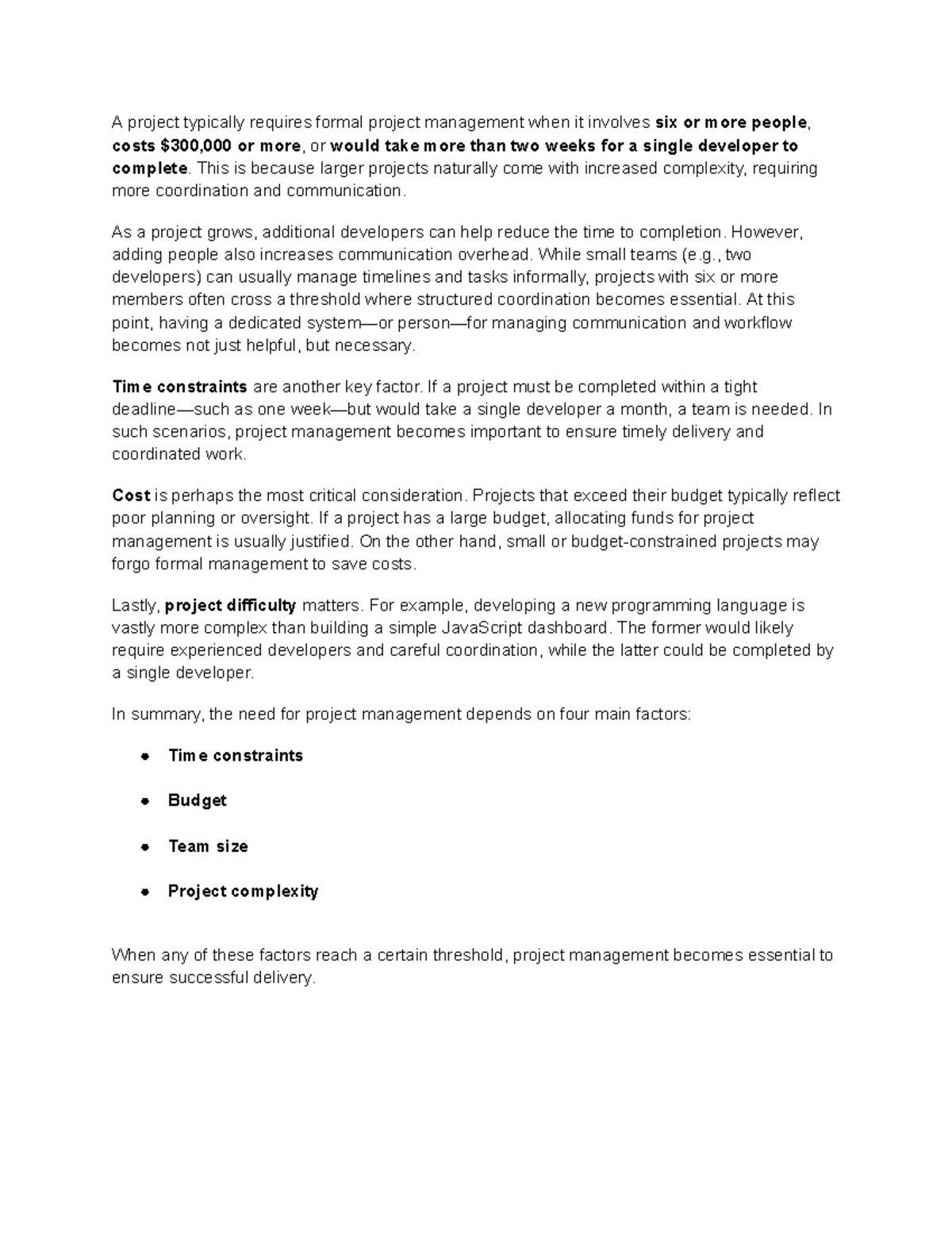 COMP 361: Importance of Project Management in Team Dynamics - Studocu