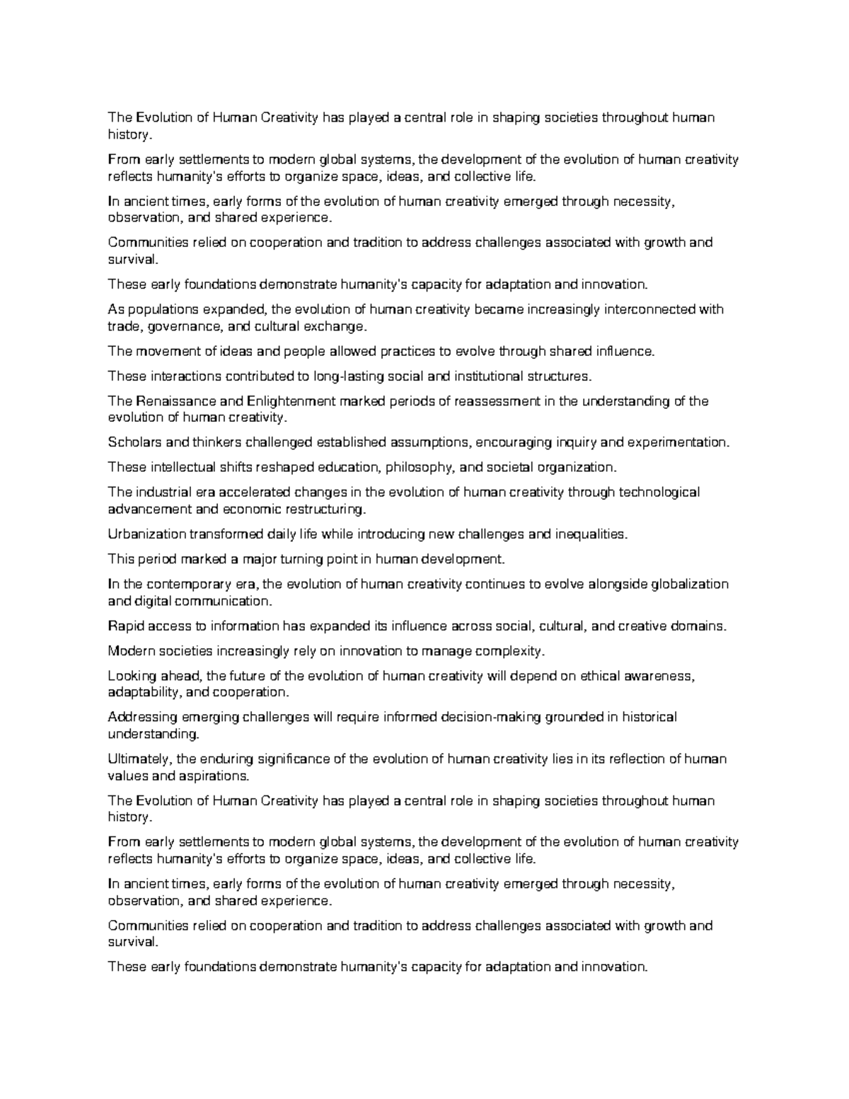 44 The Evolution of Human Creativity: A Historical Perspective - Studocu