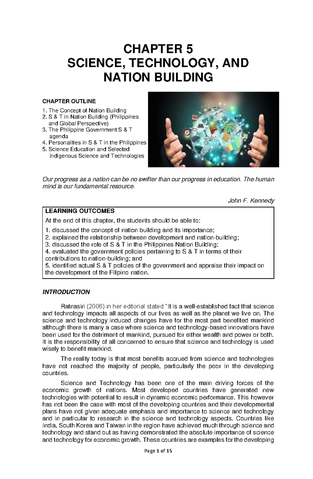 Chapter 5 Science Technology AND Nation Building - CHAPTER 5 SCIENCE ...