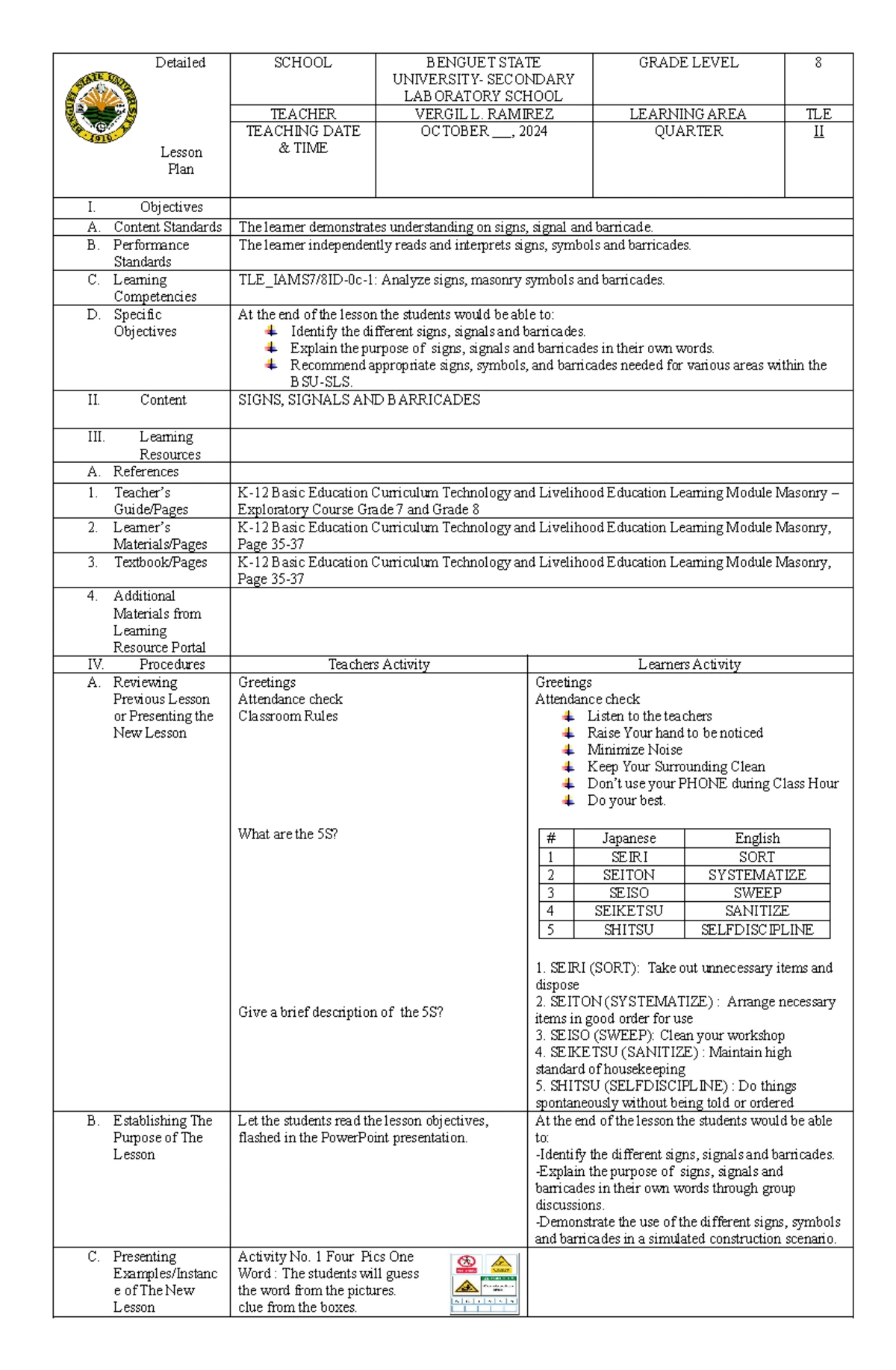 Wk 1 dll 9 - DLL - Daily Lesson Log Agricultural Crop Production 9 ...