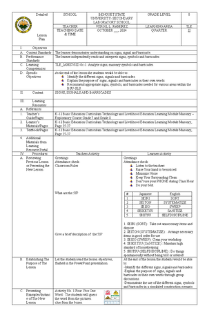 Detailed Lesson Plan for Grade 8 TLE: Cost Production Calculation - Studocu