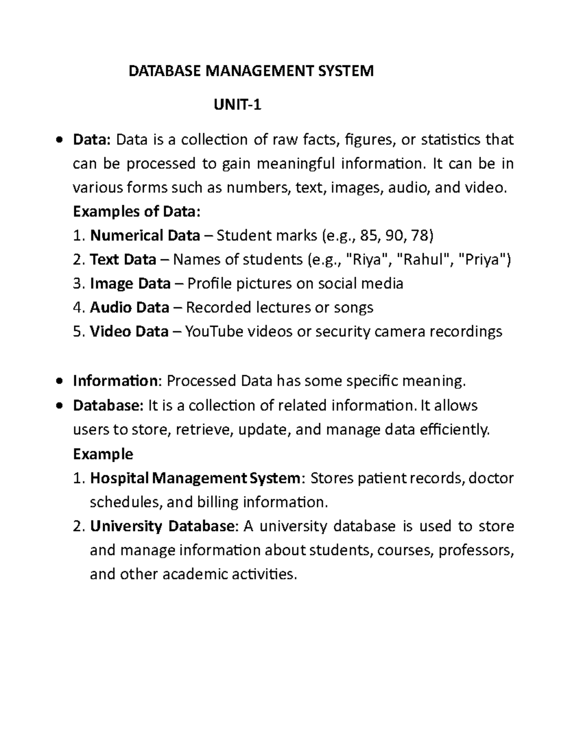 DATABASE MANAGEMENT SYSTEM: Overview and Applications - Studocu