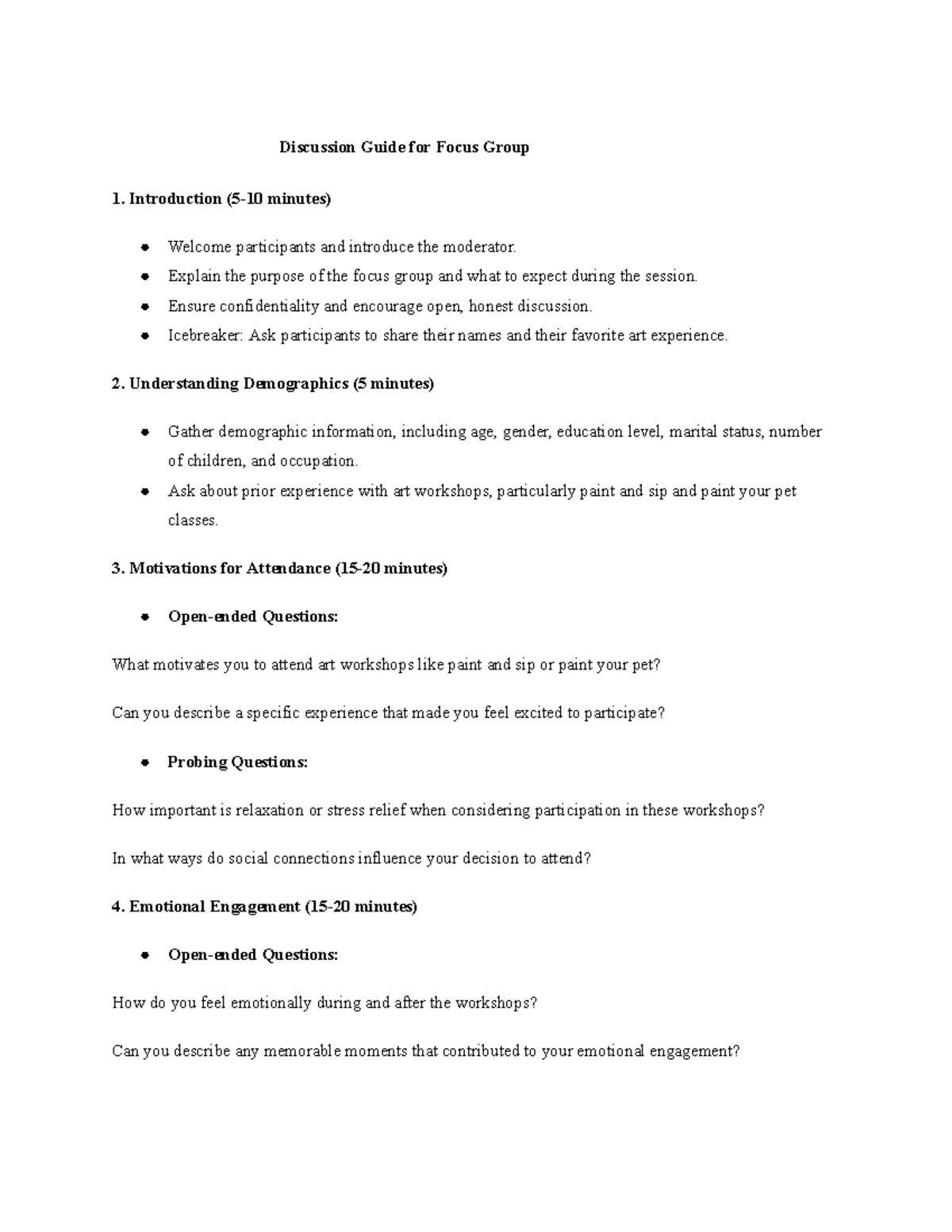Discussion Guide for Focus Group - Discussion Guide for Focus Group ...