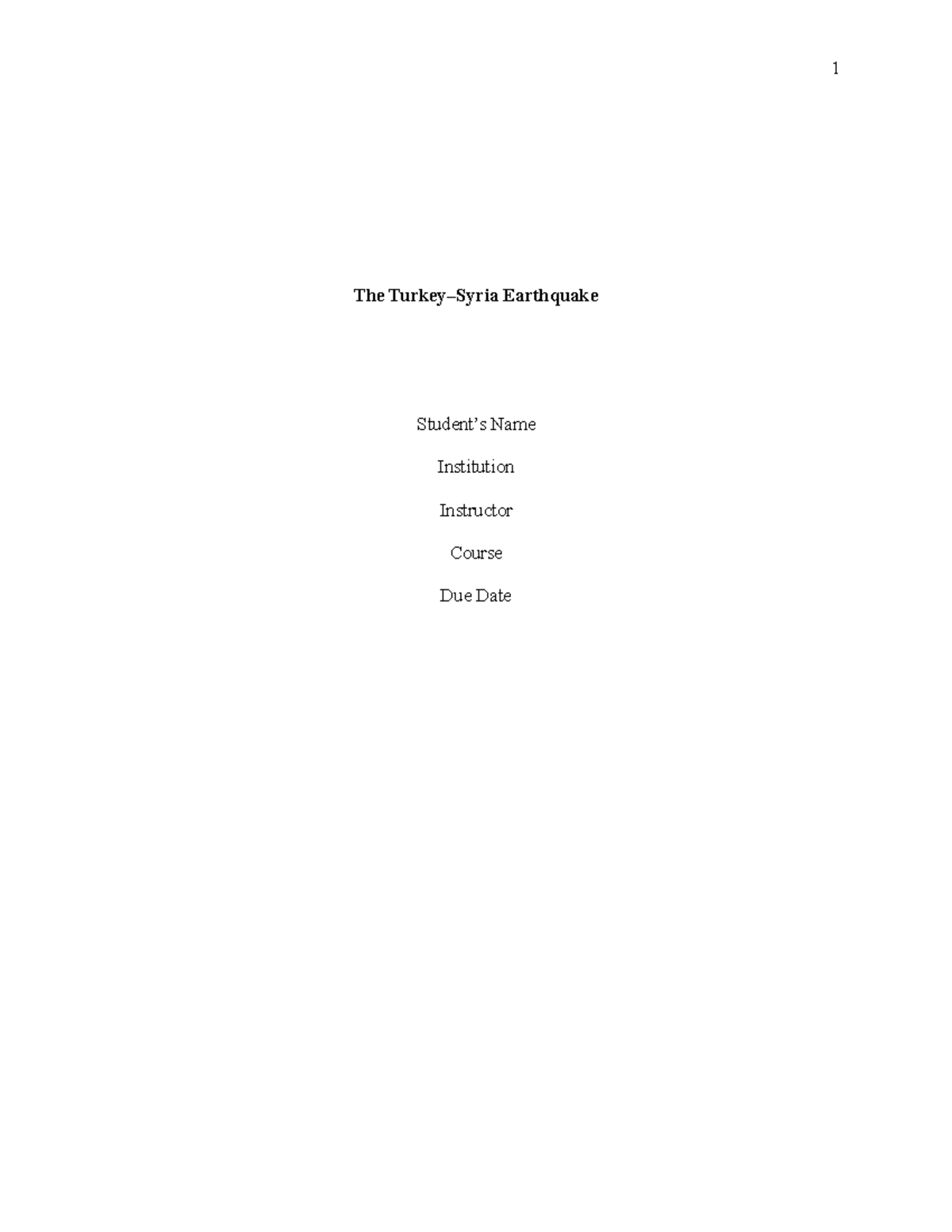 The Turkey-Syria Earthquake: Impacts and Geology Analysis - Studocu