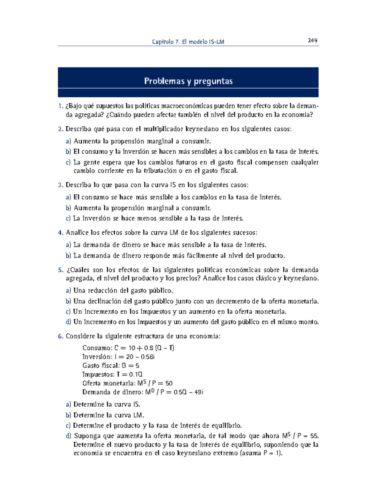 Capítulo 7: Análisis del Modelo 249 y Preguntas Clave en Macroeconomía ...