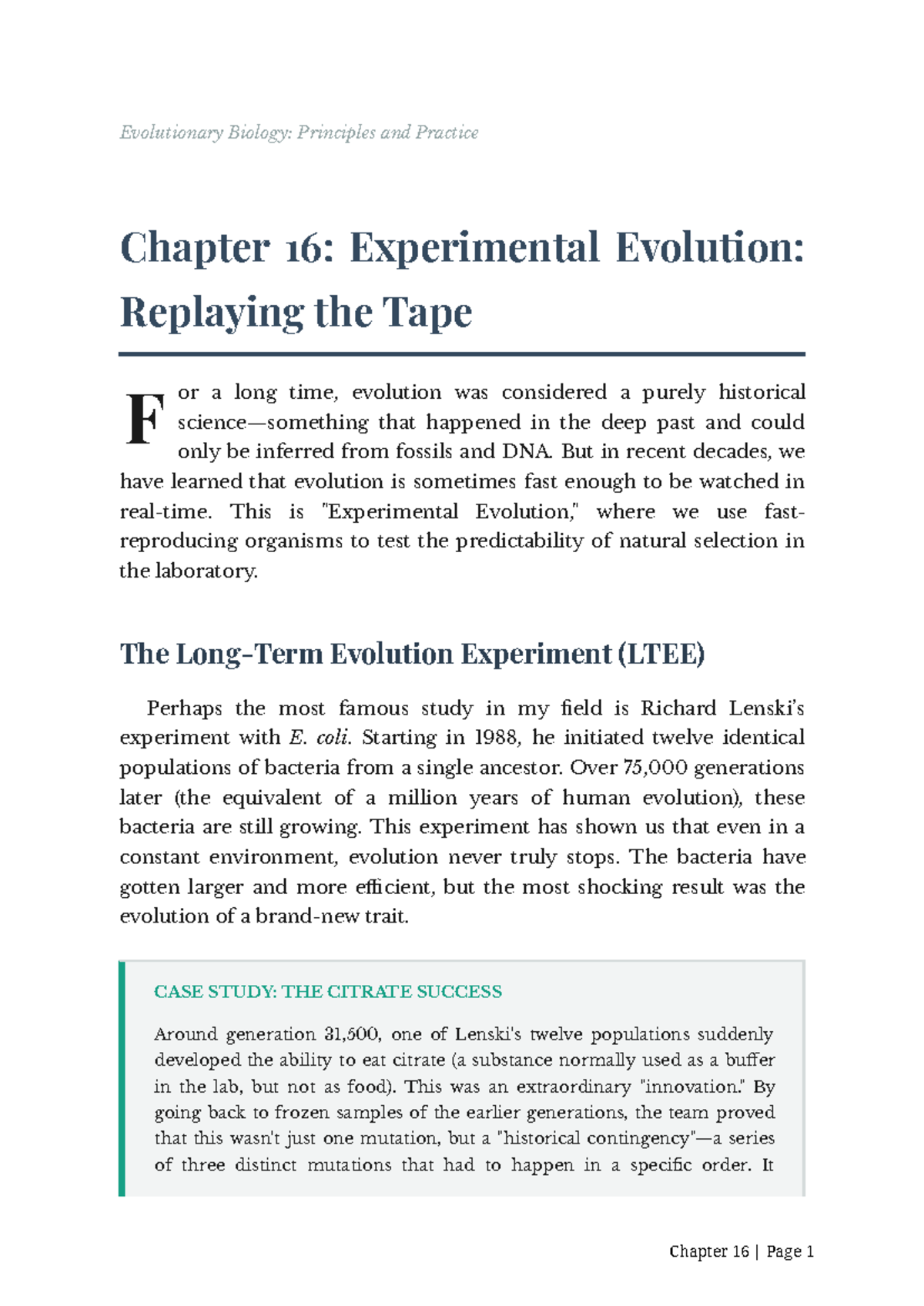 Evolutionary Biology: Principles & Practice Ch. 16 - Experimental ...