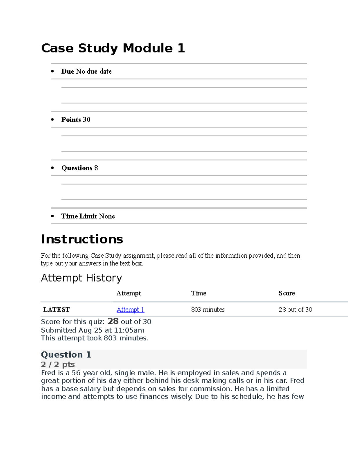 Biod 121 Case Study Module 1 - Case Study Module 1 Due No due date ...