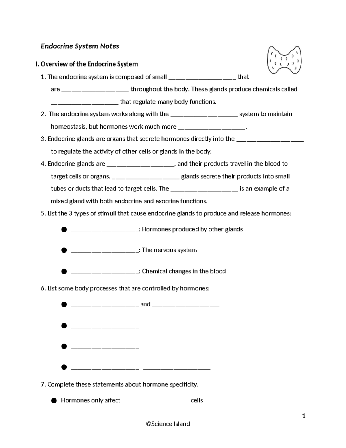 6 Endocrine System Notes B Student - Endocrine System Notes I. Overview ...