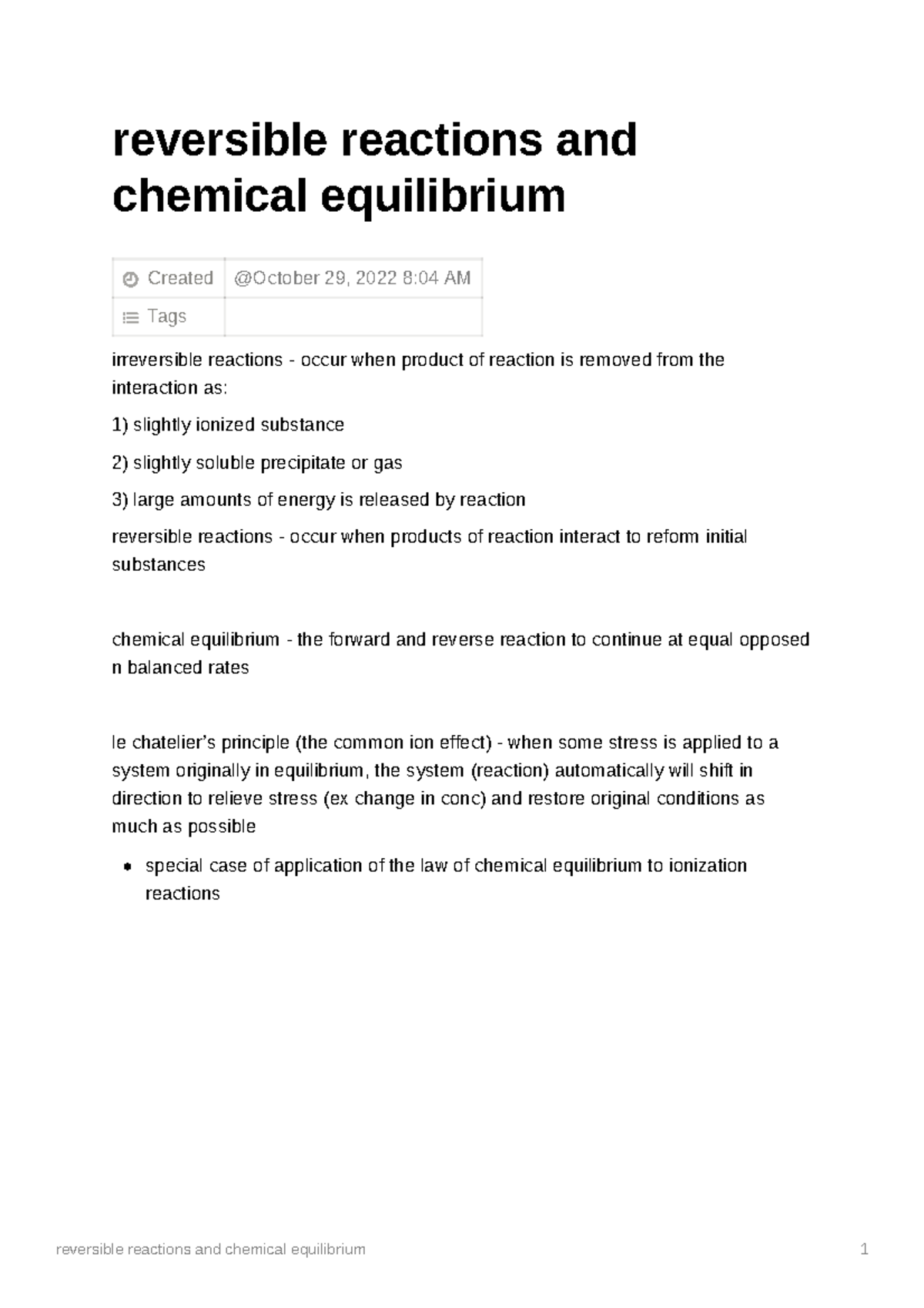 Reversible reactions and chemical equilibrium - Studocu