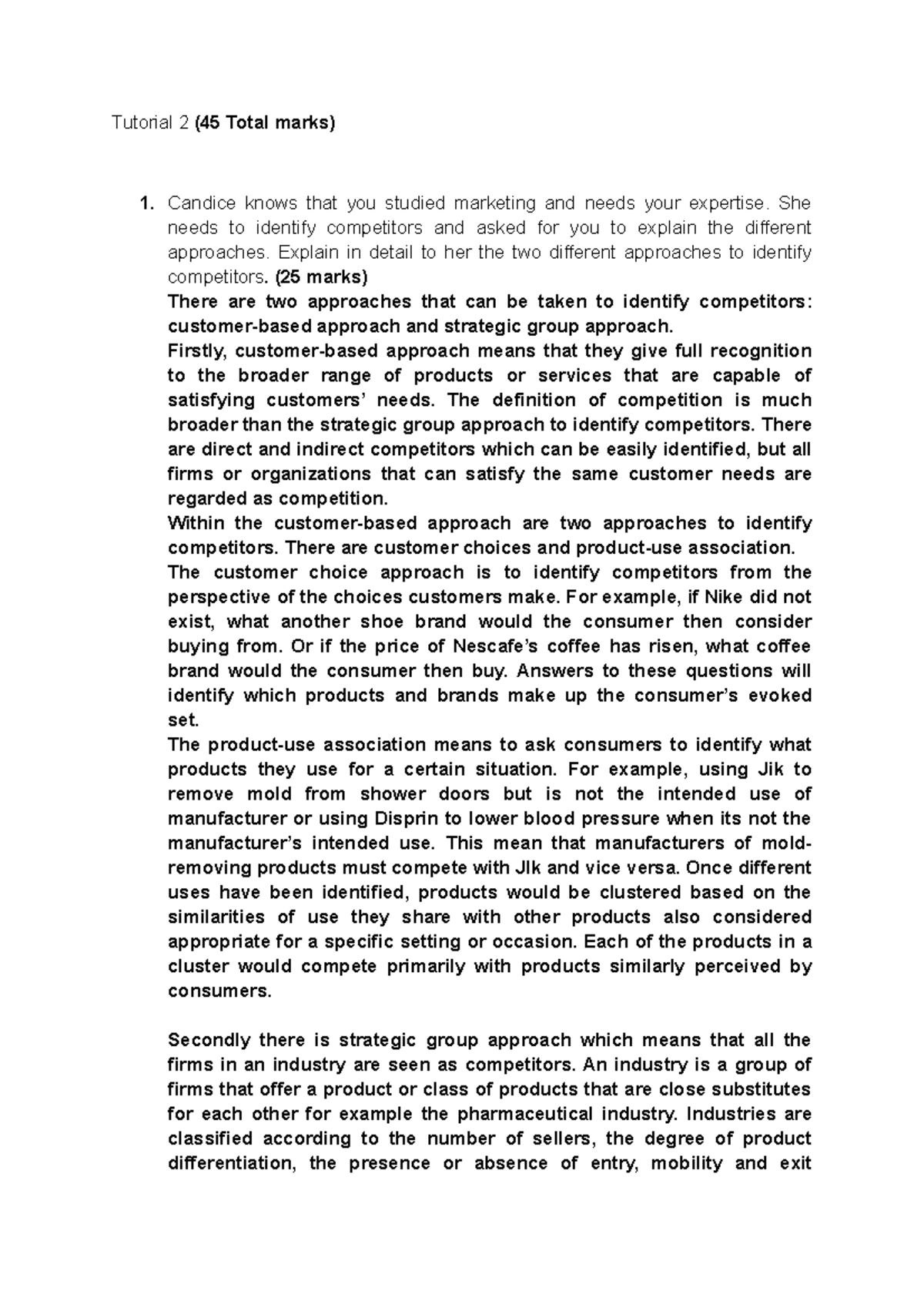 MAN231 Tutorial 2: Identifying Competitors Approaches Explained - Studocu
