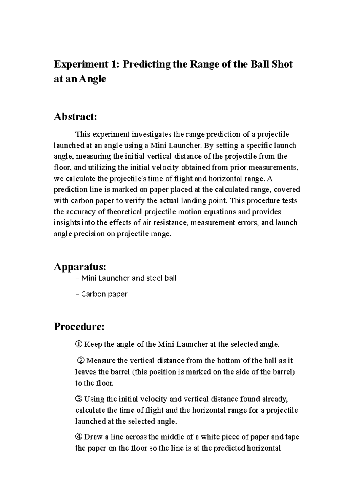Mini Launcher Experiments: Analyzing Projectile Motion and Momentum ...