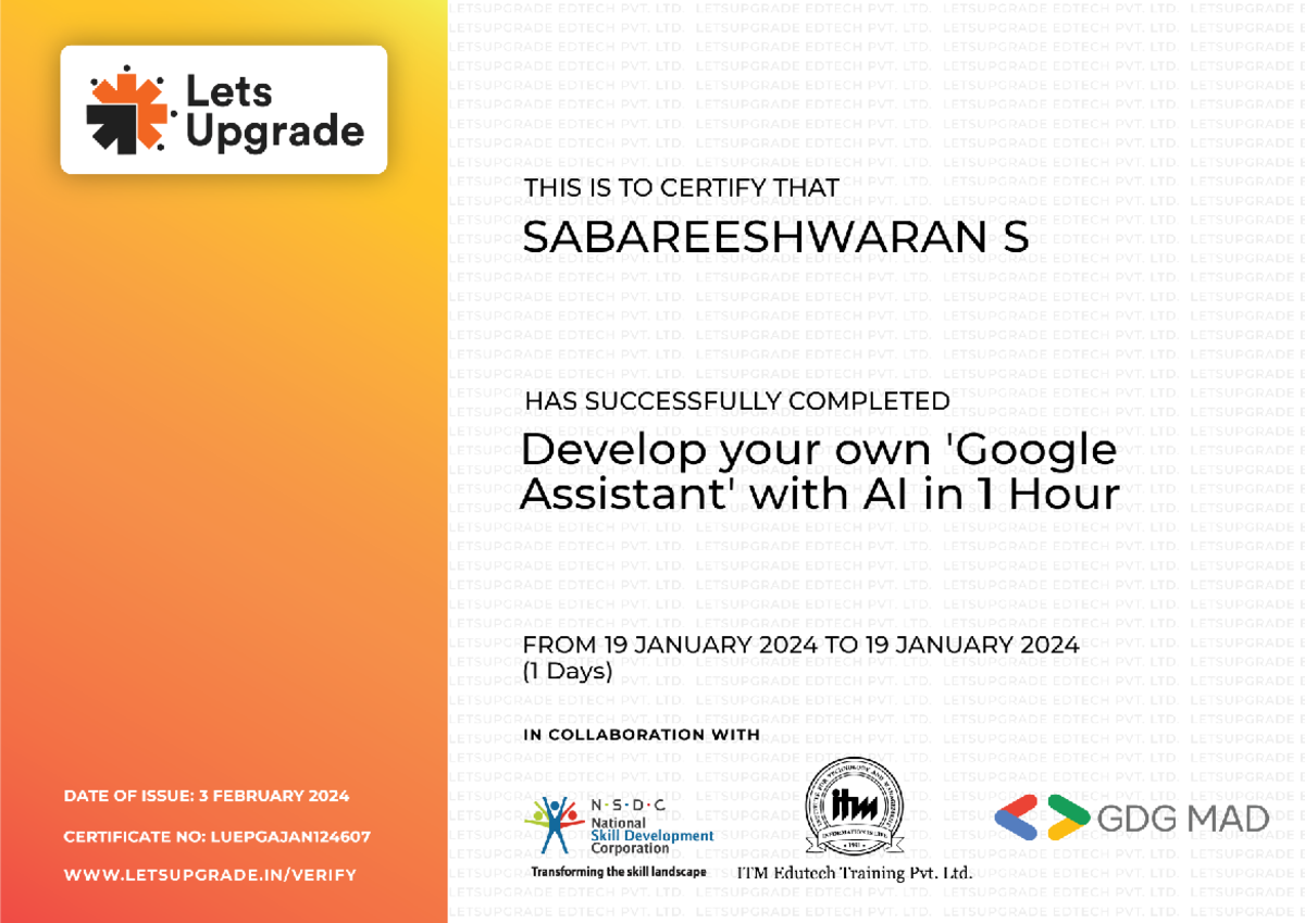 EDTECH PVT. LTD. Certificate of Completion - LETSUPGRADE Program - Studocu