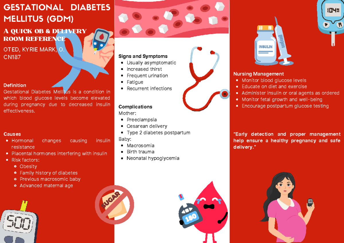 GESTATIONAL DIABETES MELLITUS (GDM) OB DELIVERY ROOM REFERENCE - Studocu