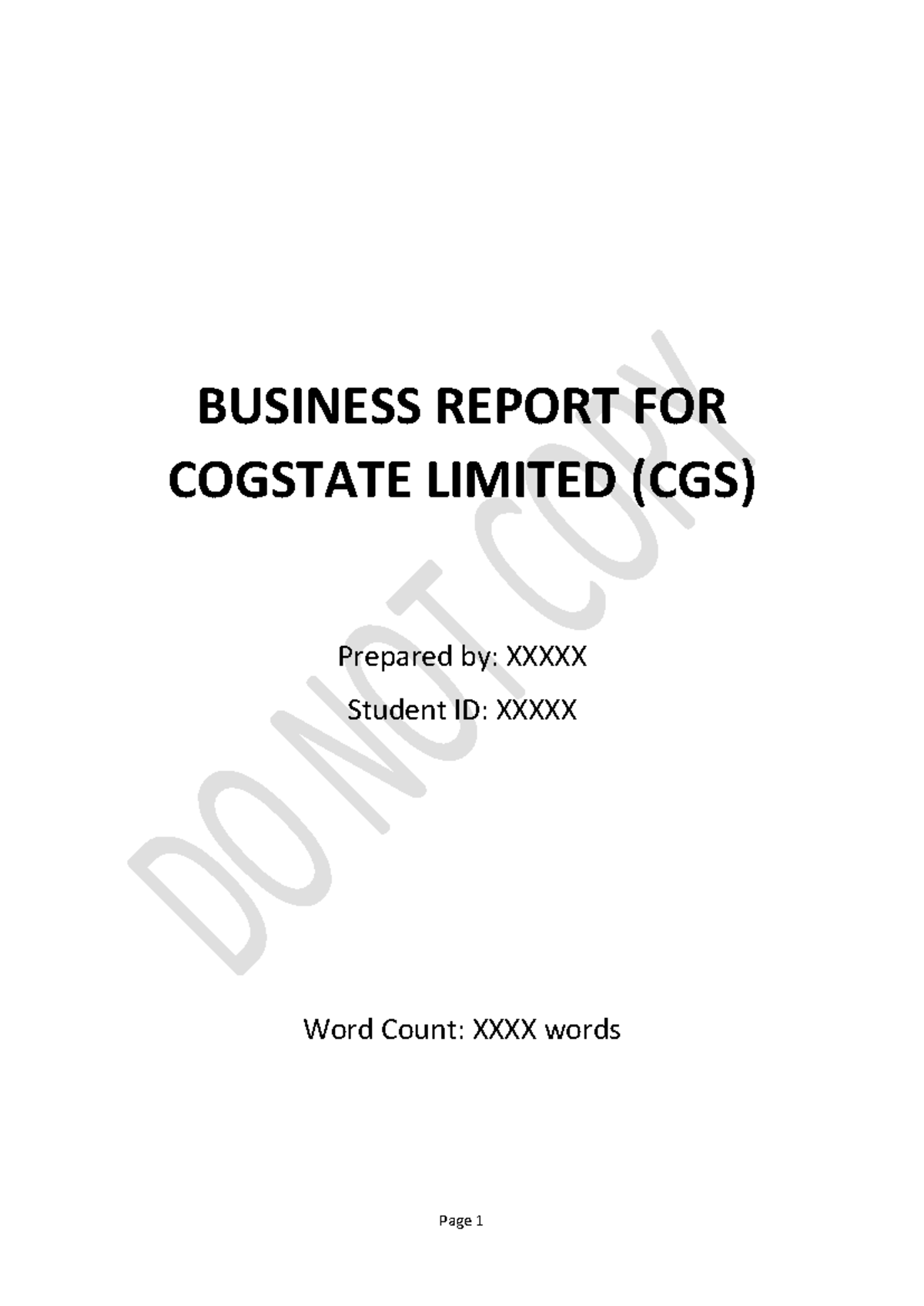BUSINESS REPORT ANALYSIS OF COGSTATE LIMITED (CGS) AND TTB LIMITED ...