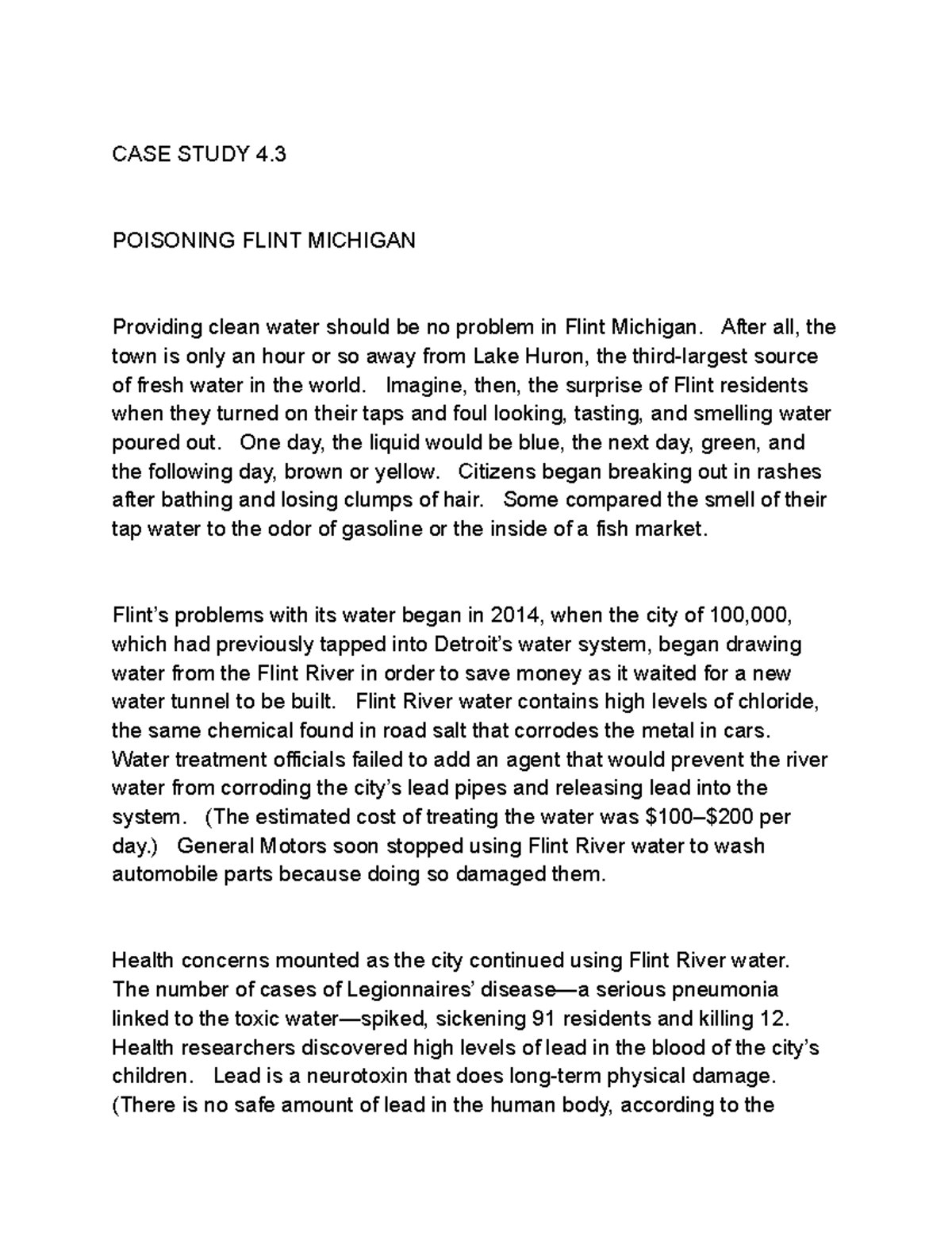Flint Water Crisis Case Study (POV): Analyzing Admin Failures & Impacts ...