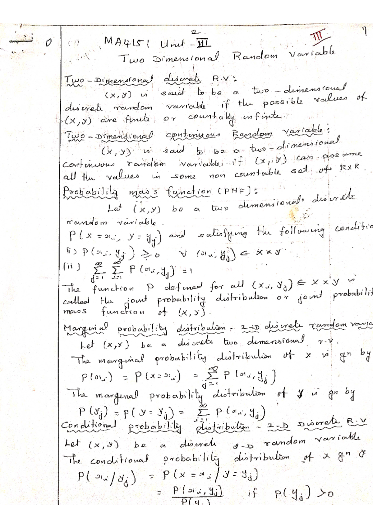Maths unit 3 - Applied probability and statistics notes - R MA4151 Unit ...