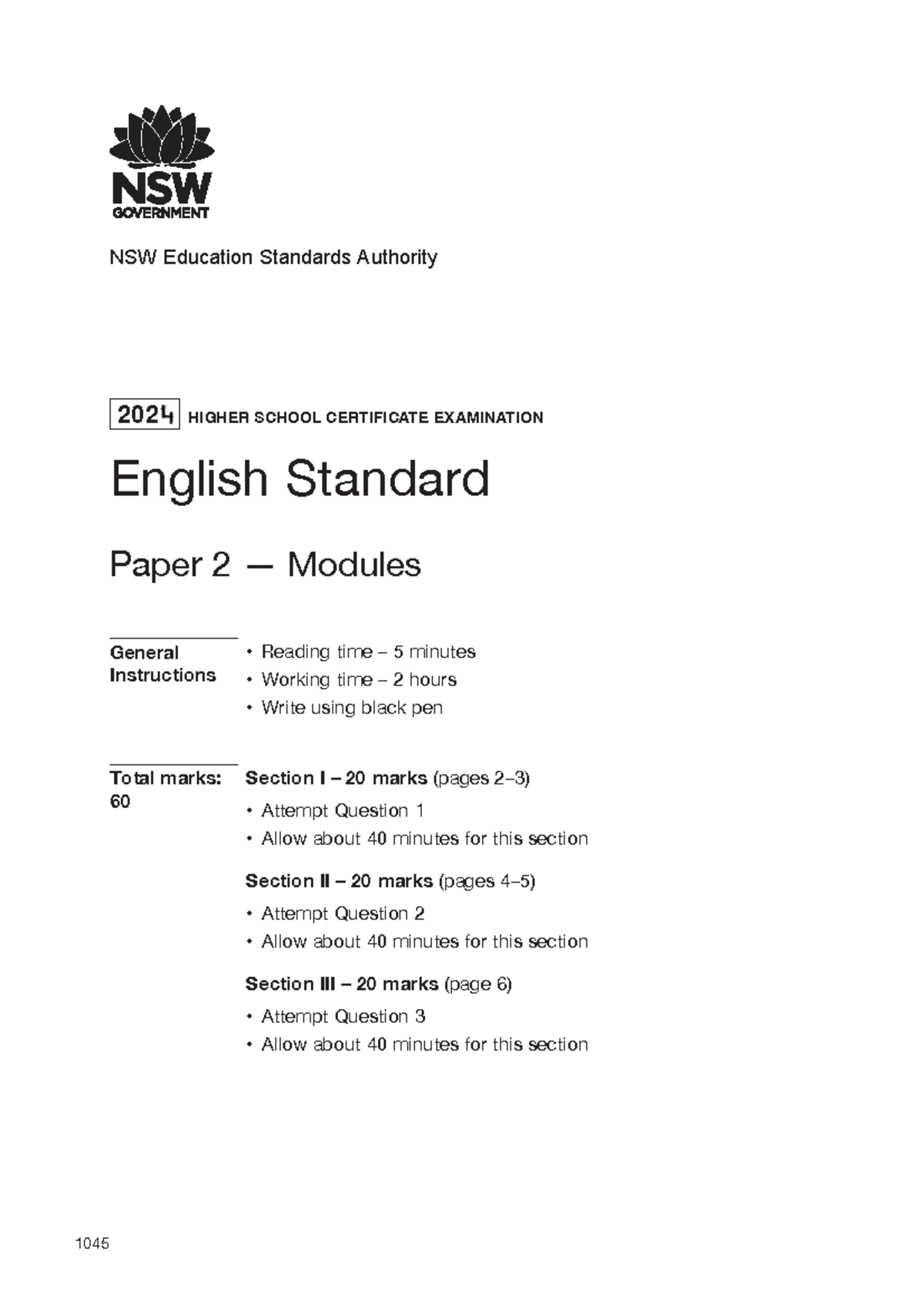2024 HSC English Standard Paper 2 Exam Guidelines - Studocu