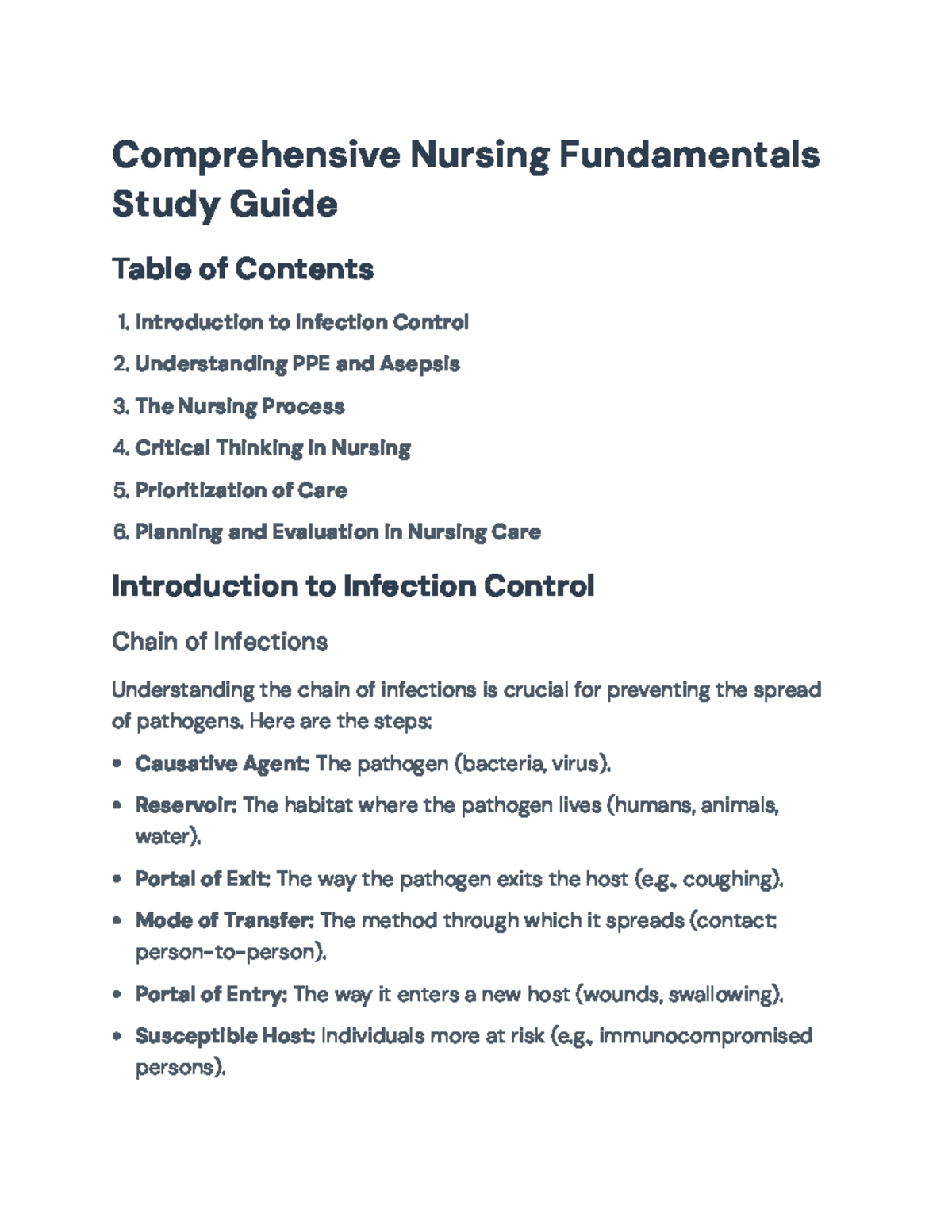 Comprehensive Nursing Fundamentals Study Guide: Infection Control ...