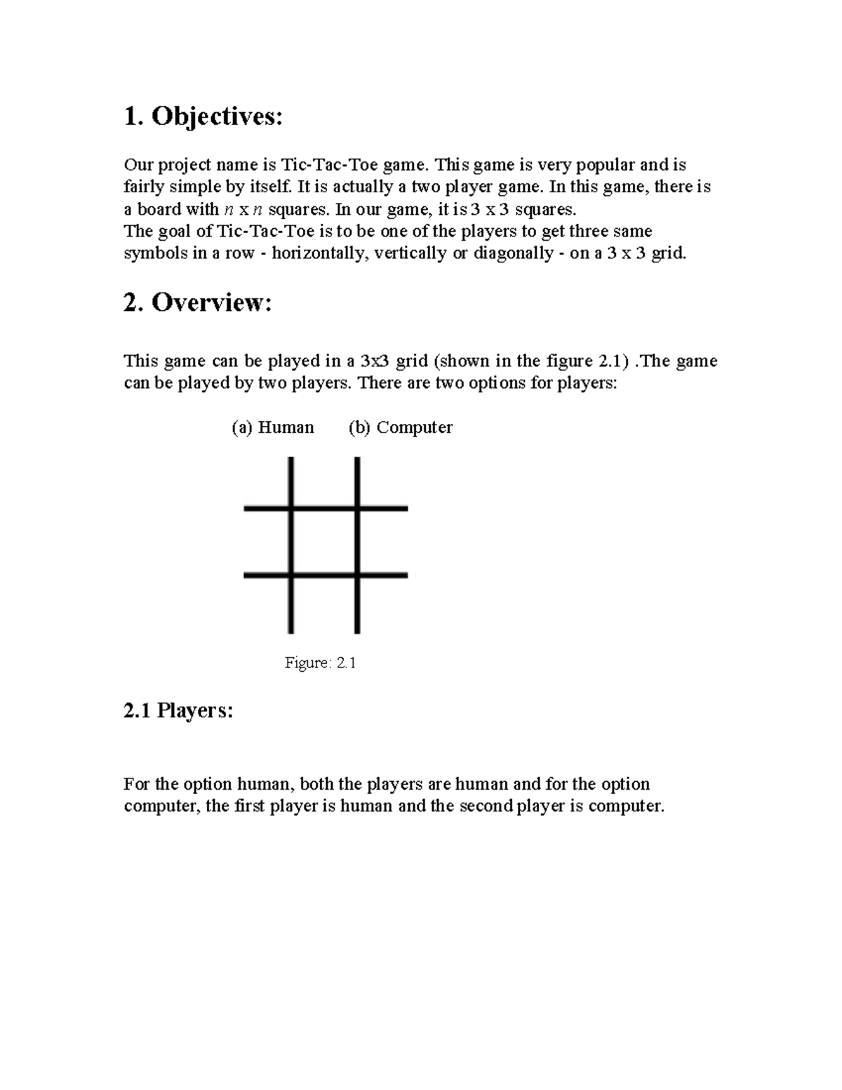 Project Report: Tic Tac Toe Game (CS101) - Studocu
