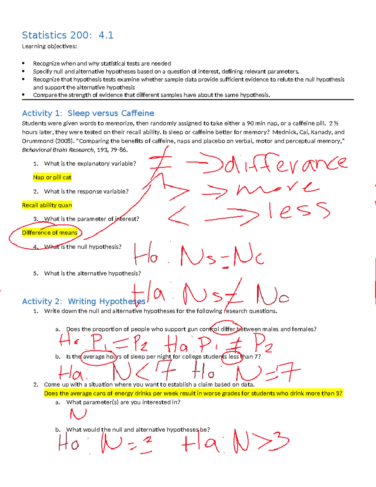 Statistics 200: Understanding Hypotheses & Statistical Testing - Studocu