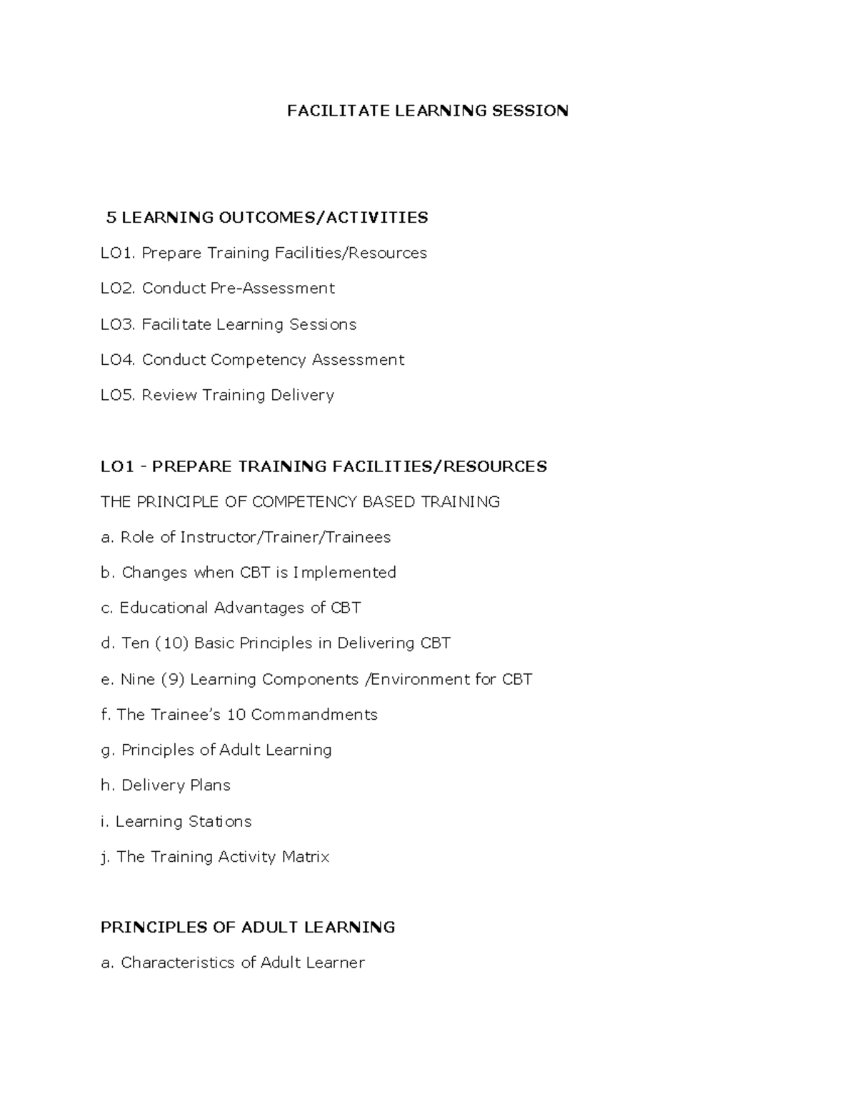 Facilitate Learning Session - FACILITATE LEARNING SESSION 5 LEARNING ...