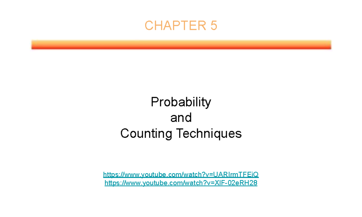 Chapter 5 Lecture: Probability & Counting Techniques Overview - Studocu
