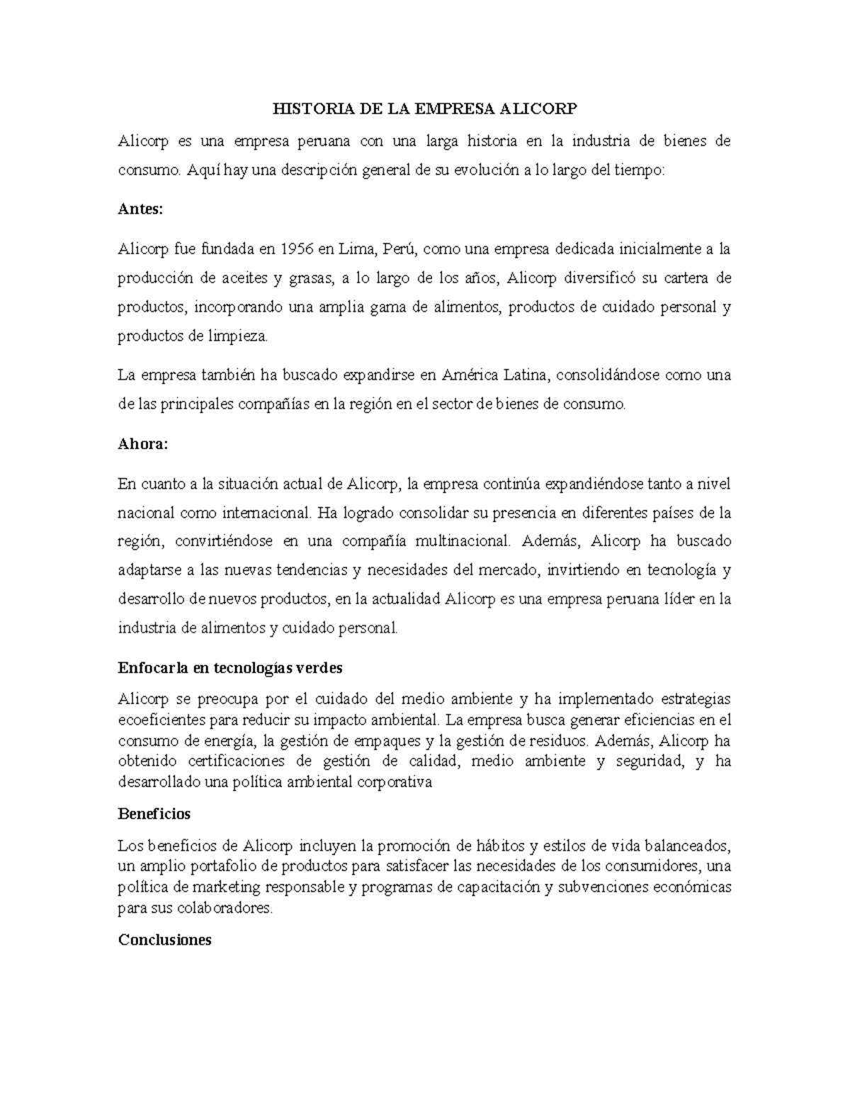 Historia y Evolución de la Empresa Alicorp: Análisis y Perspectivas ...