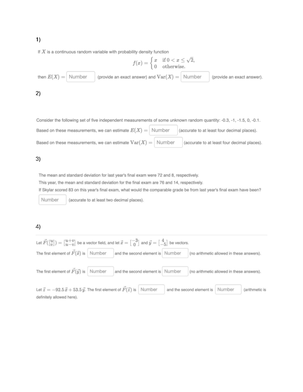Quiz - Practical Exercises on Random Variables and Statistics - Studocu
