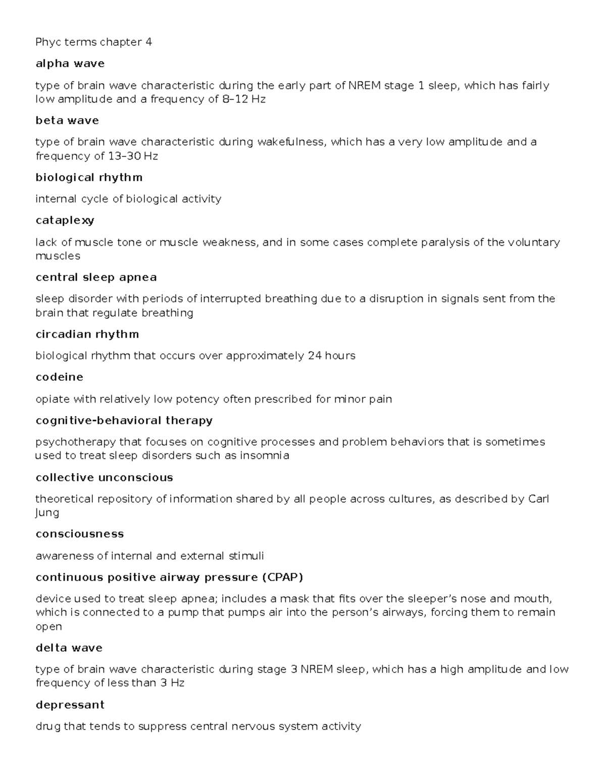 Phyc key terms chapter 4 - Phyc terms chapter 4 alpha wave type of ...