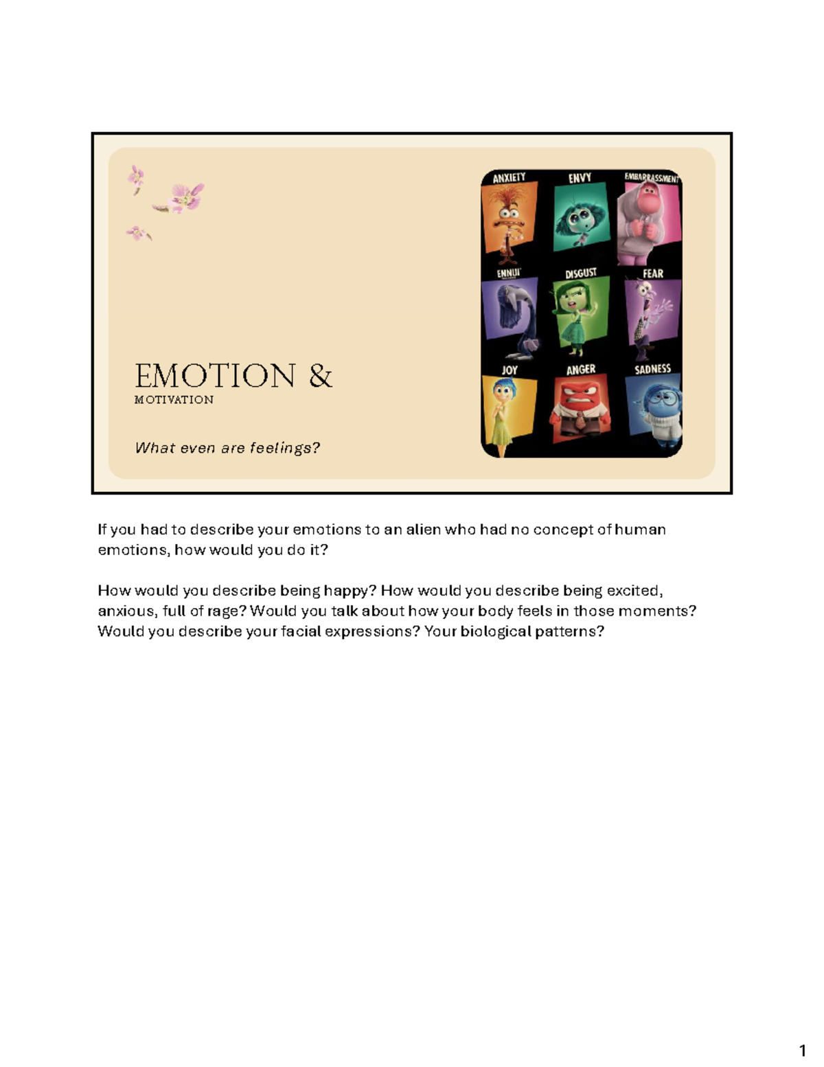 Ch. 10b - Understanding Emotions: Theories & Expressions PDF - Studocu
