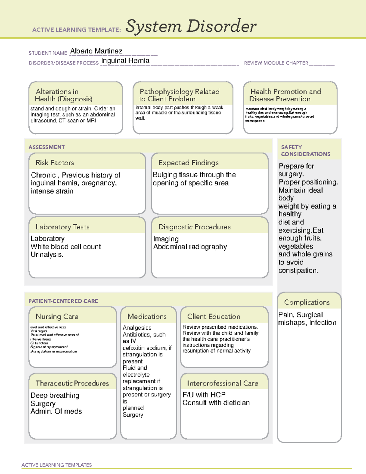System Disorder template inguinal hernia - ACTIVE LEARNING TEMPLATES ...