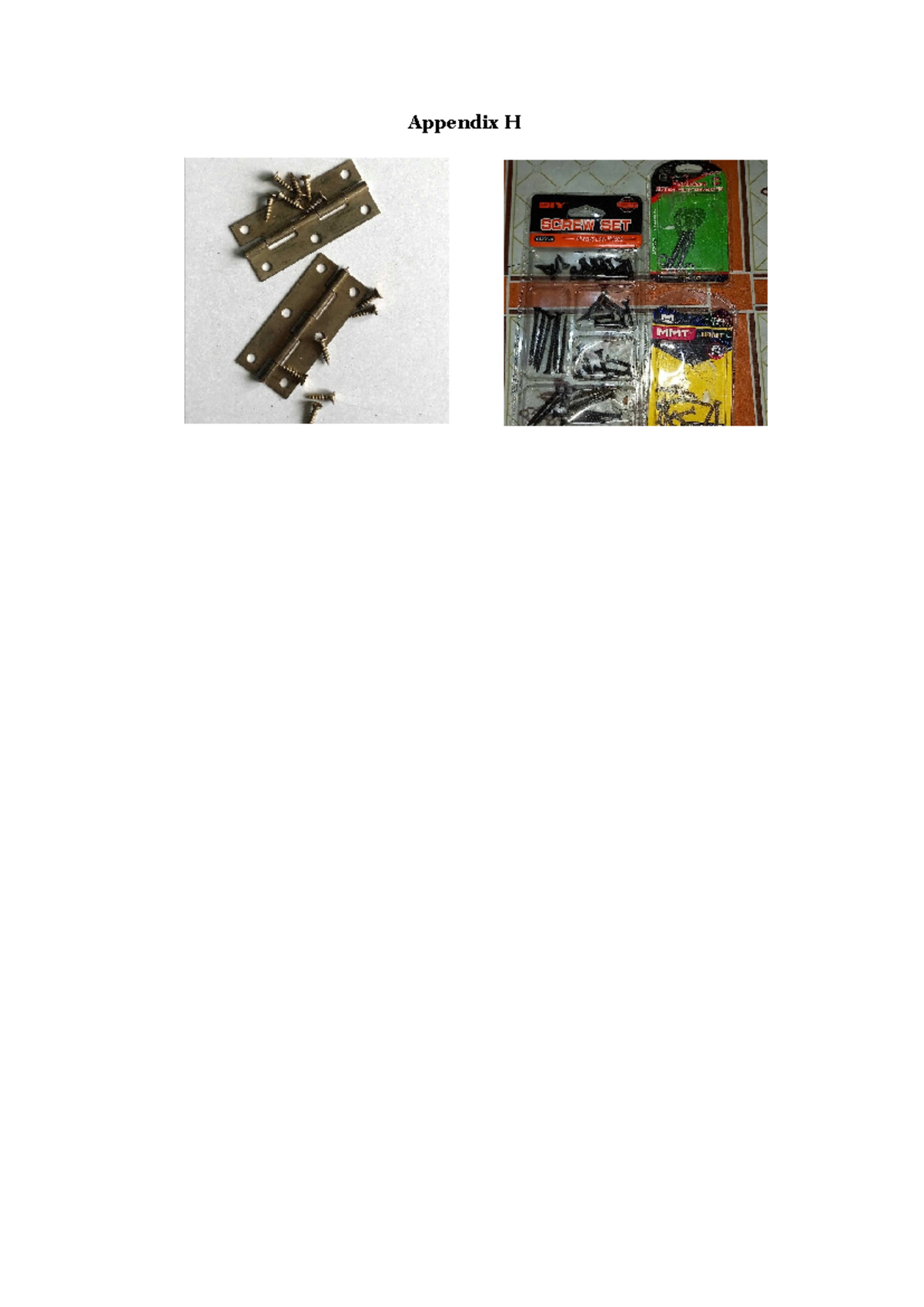 Appendix-H-1 - Research Writing - Appendix H Hinges Screws and Nuts 1x1 ...