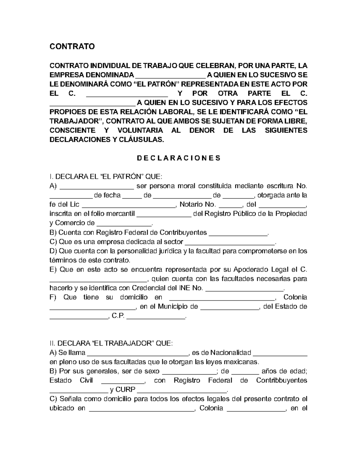 Proyecto Integrador Unidad 4: Contrato Individual de Trabajo - Studocu