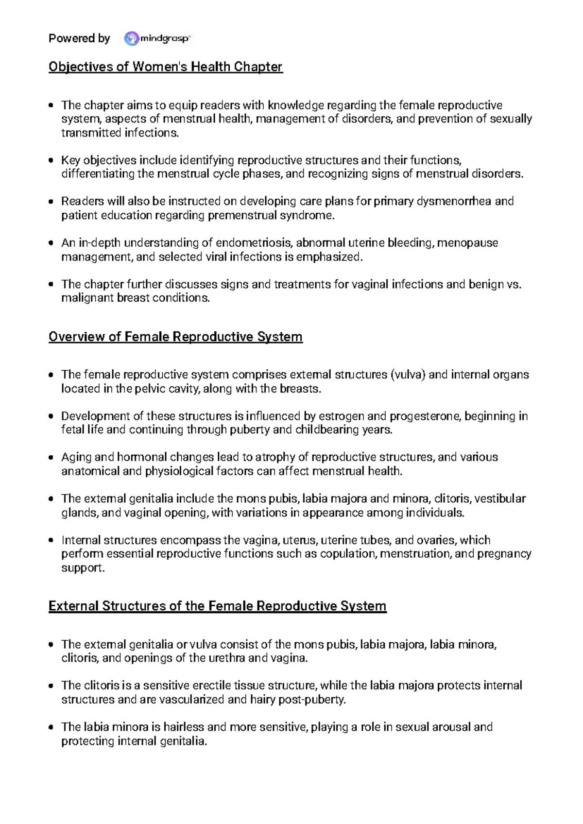 Perry Chapter 7: Comprehensive Overview of Female Reproductive Health ...