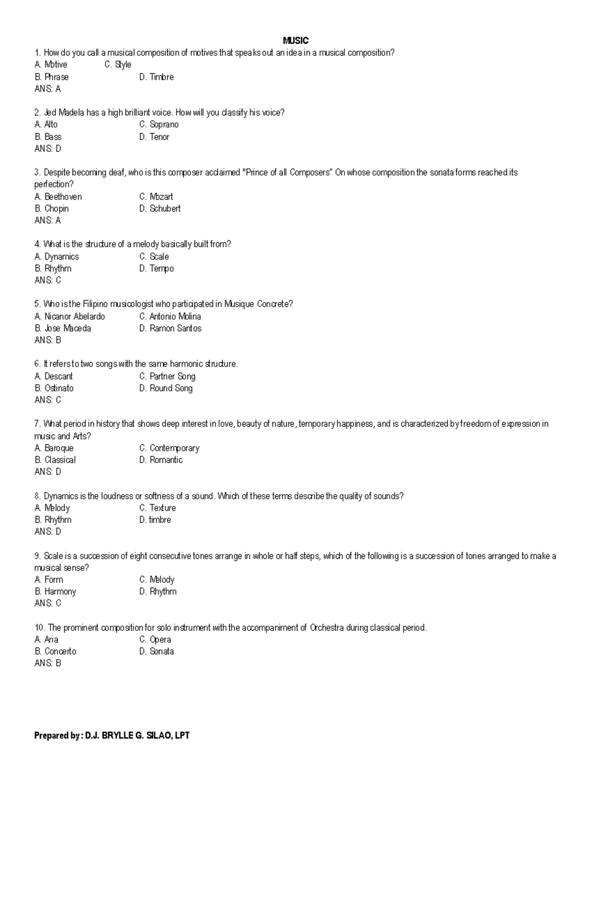 MAPEH Quizlet Questions and Answers Guide - Studocu
