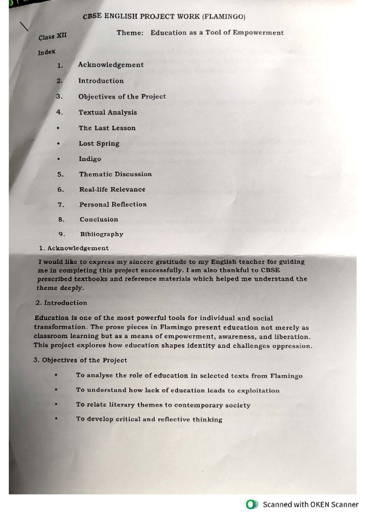 CBSE Class XII English Project: Education as Empowerment in Flamingo ...