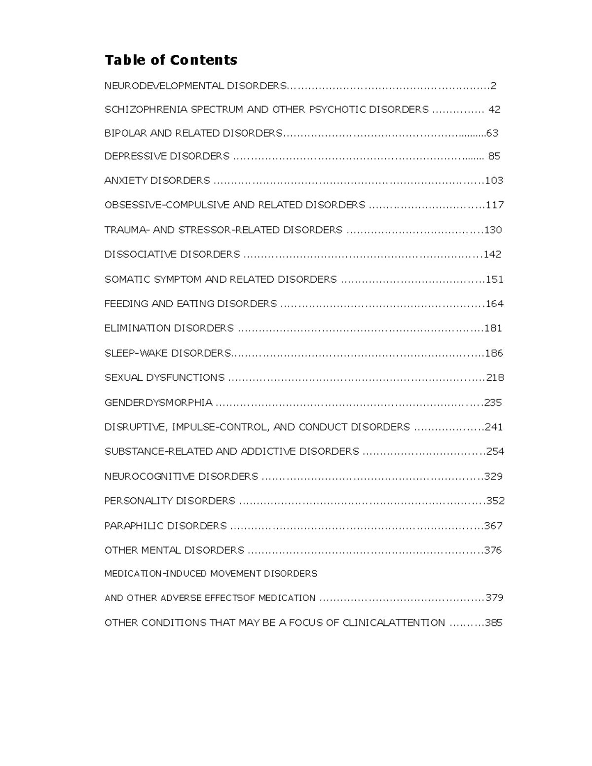 Table of Contents - Table of Contents NEURODEVELOPMENTAL - Studocu