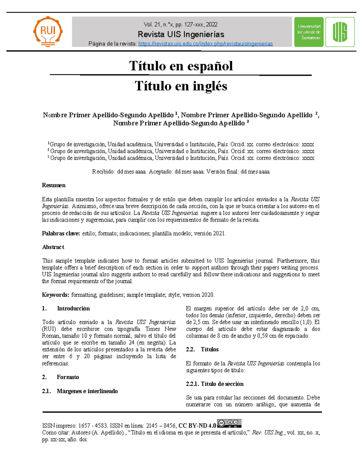 Plantilla RUI Español 2022 - Vol. 21, n.°x, pp. 127-xxx, 2022 Revista ...