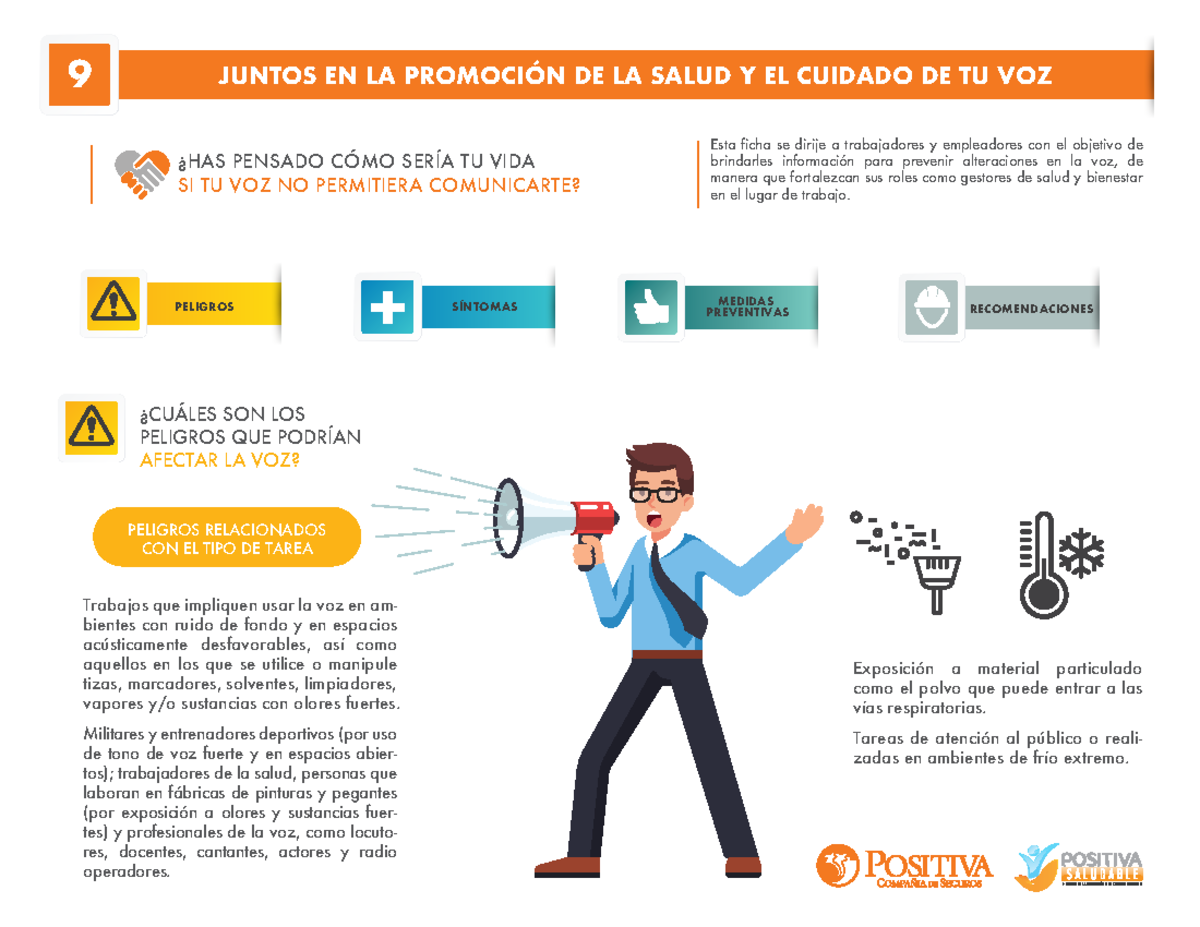 3f Cartilla ARL voz - Prevent - ¿CUÁLES SON LOS PELIGROS QUE PODRÍAN AFECTAR LA VOZ? Trabajos ...
