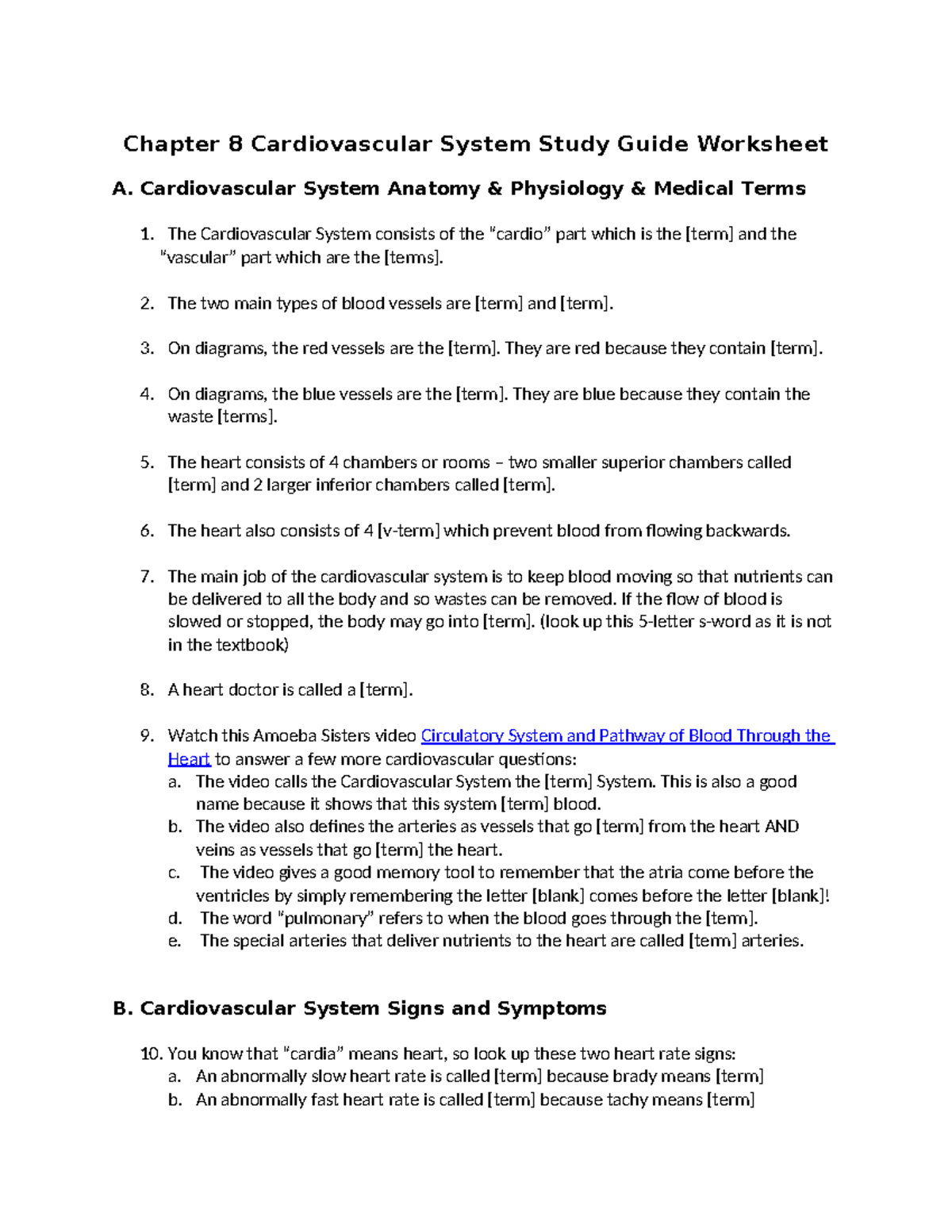 Chapter 8 Cardiovascular System Study Guide: Anatomy & Disorders - Studocu