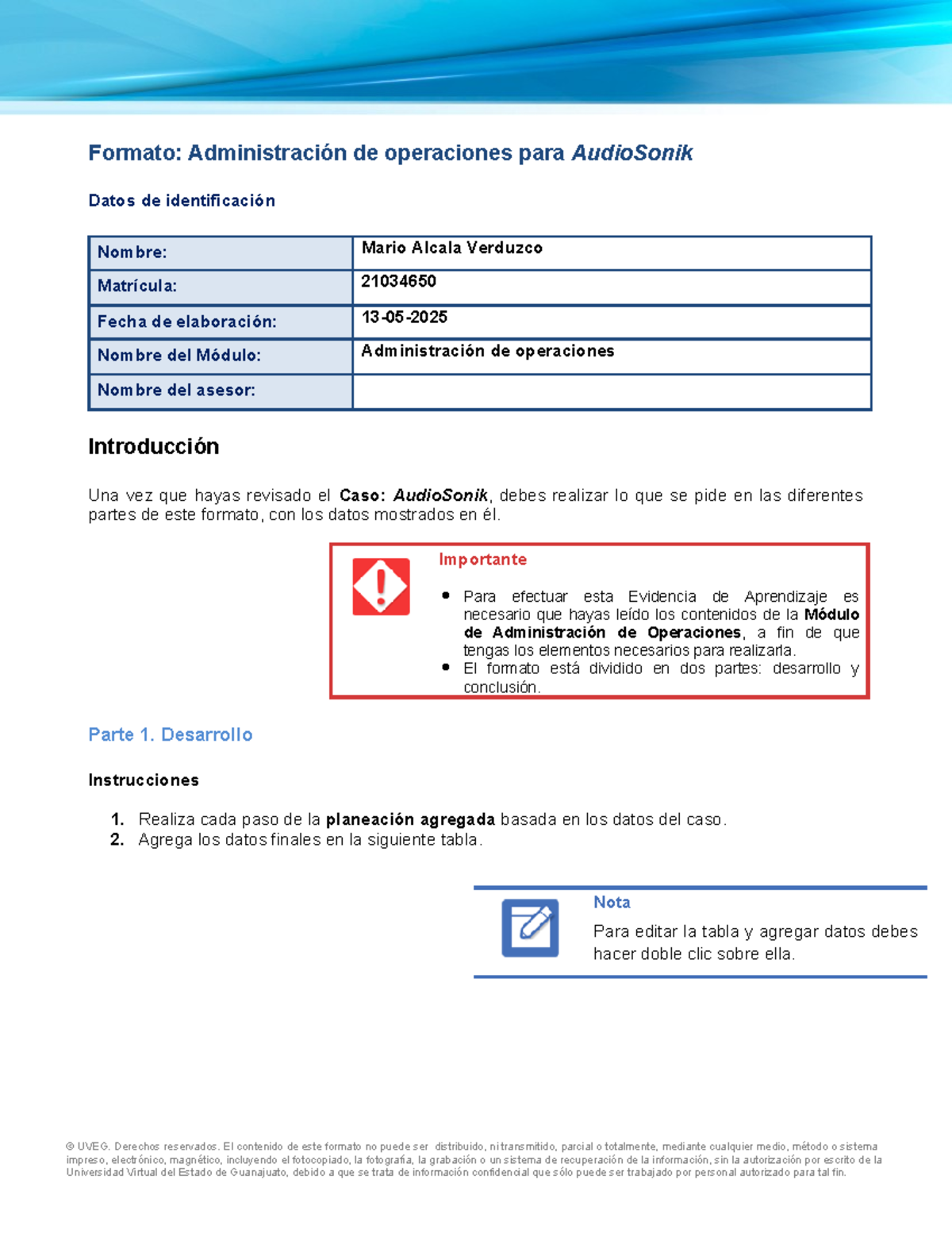 MPS: Administración de Operaciones para AudioSonik - Caso Estudio - Studocu