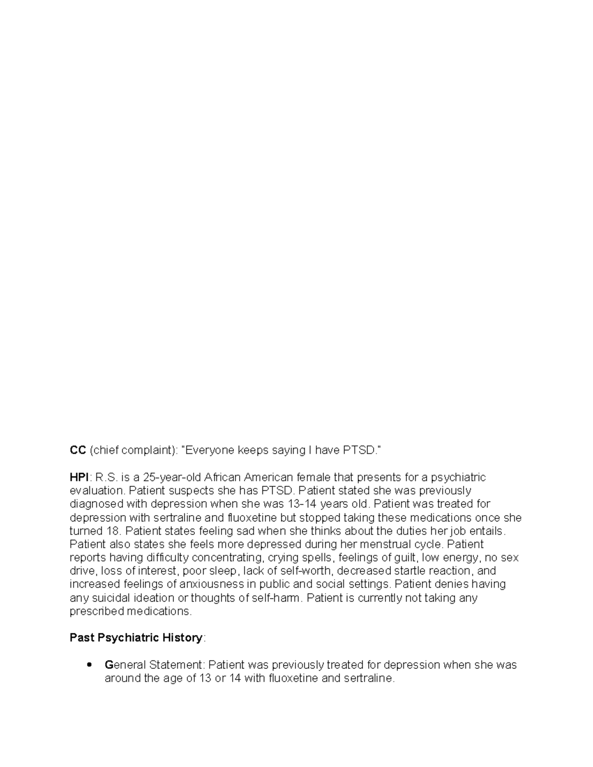 NRNP 6635 Week 3 Assignment: Psychiatric Evaluation & Diagnosis Analysis - Studocu