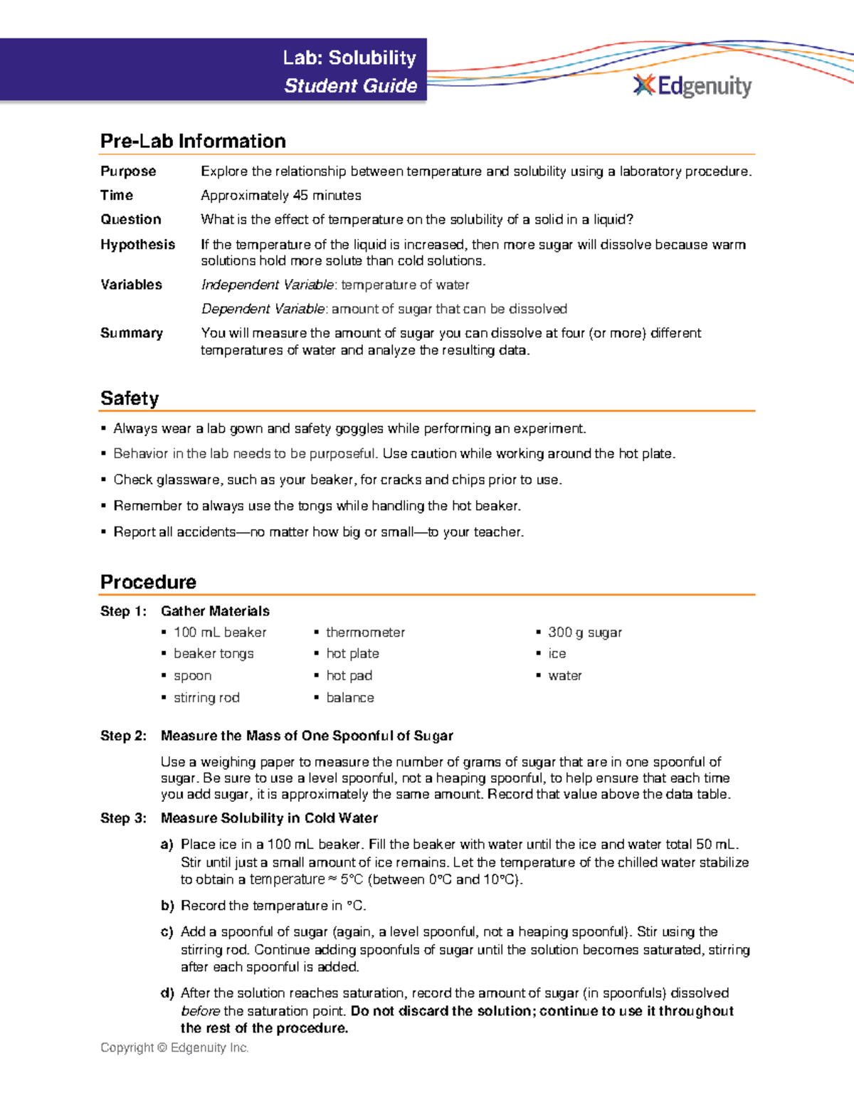 Lab: Solubility Experiment Student Guide - Studocu
