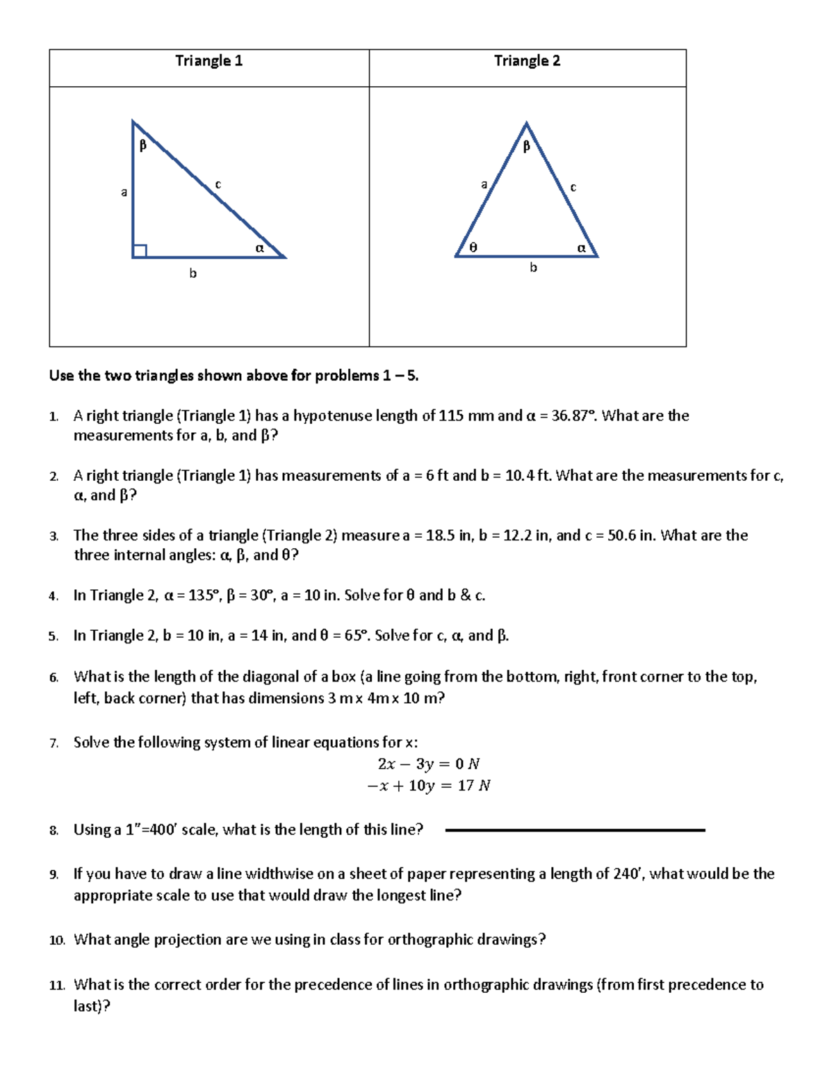 Geometry and Physics Problems with Solutions (ENG 101) - Triangle 1 ...