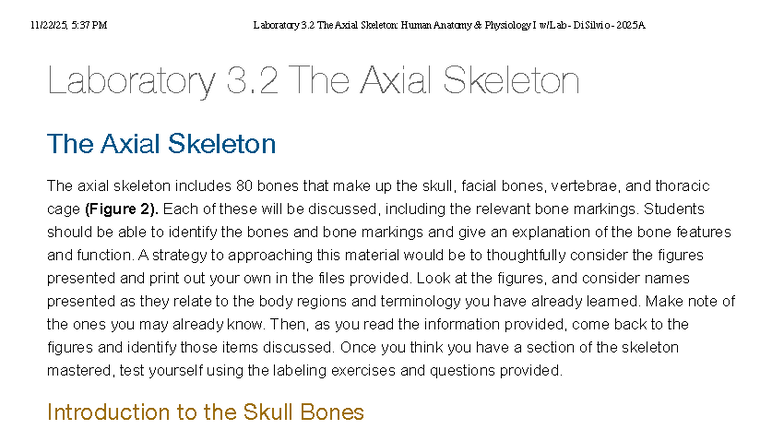 Laboratory 3.2: The Axial Skeleton Overview - Human Anatomy ...