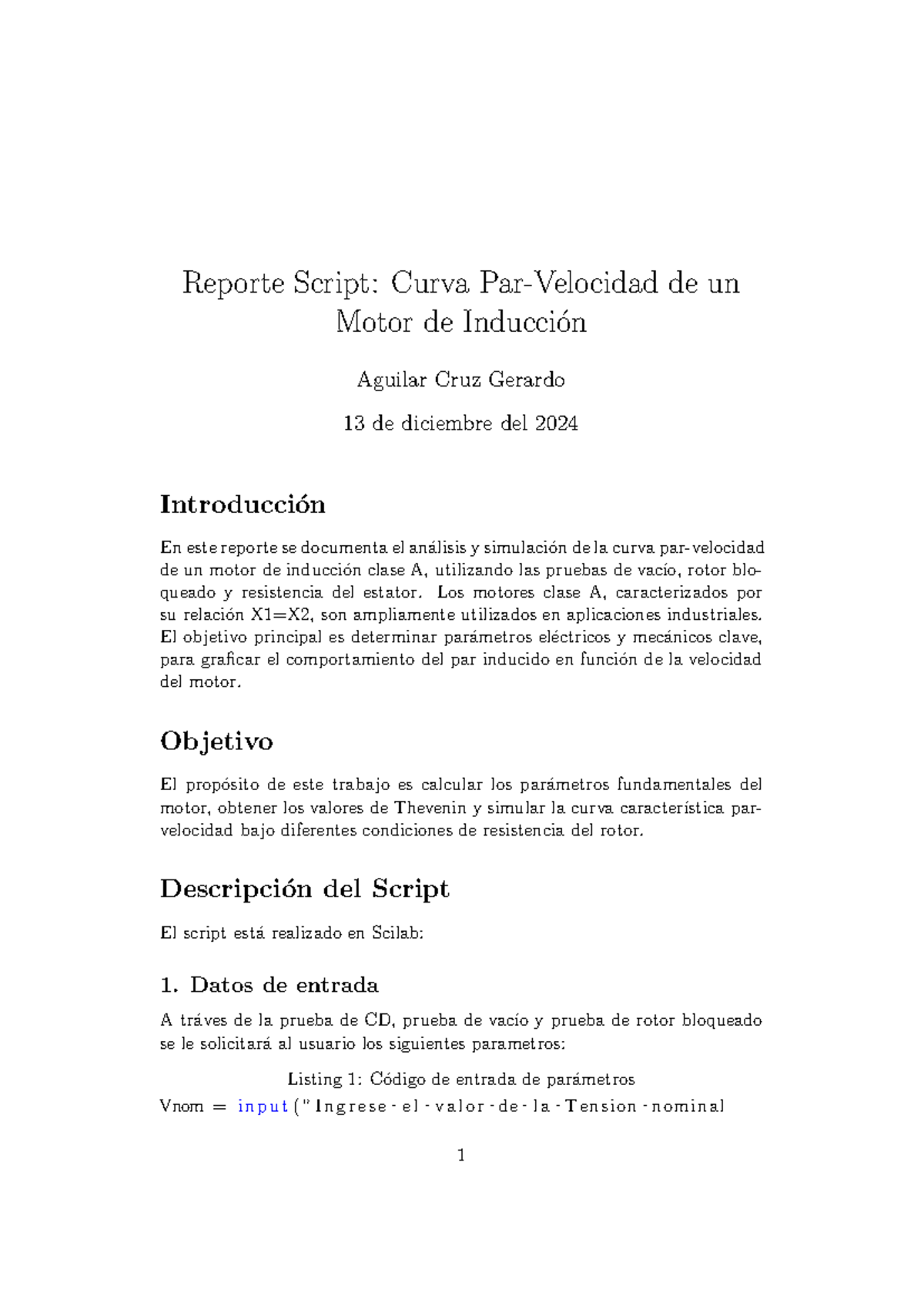 Reporte de Simulación: Curva de Motor de Inducción Clase A - Studocu