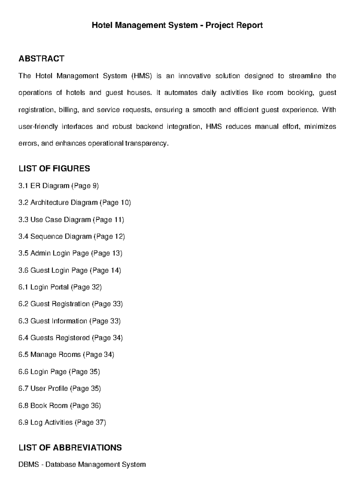Hotel Management System Project Report: Streamlining Operations and ...